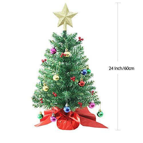 Liecho 24 Inch Tabletop Christmas Tree, Artificial Mini Xmas Pine Tree ...