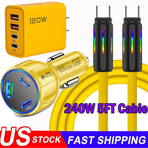 240W Tpye-C Cable 5FT For Samsung S25 S24 Fast Charging Data Sync.Wall ...