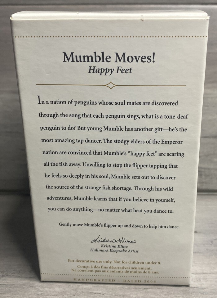 Mumble Moves ! Happy Feet NEW Hallmark PENGUIN 2006 Ornament MOVIE SO ...