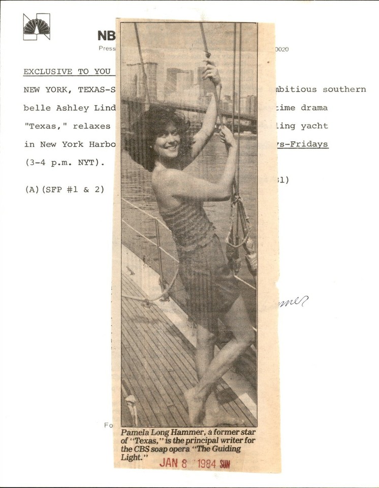 LG906 '84 Original Photo PAMELA LONG HAMMER Texas The Guiding Light ...