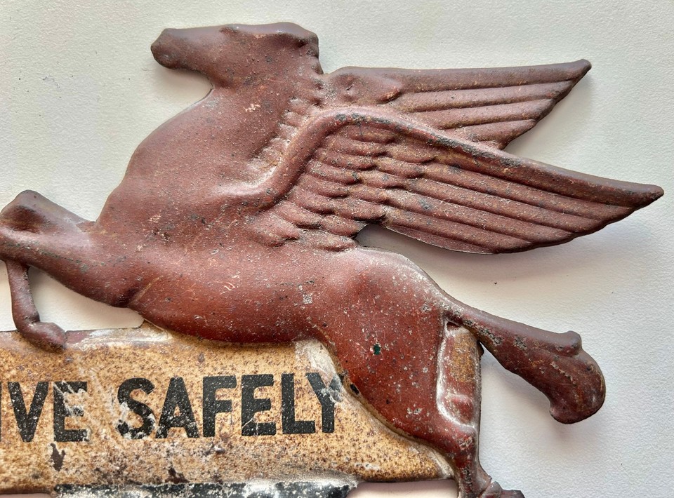 VTG PEGASUS License Plate Topper MOBIL Oil DRIVE SAFELY Phillips 66 ...