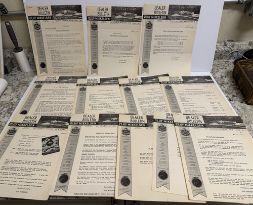Lot of 13 1930's Oluf Mikkelsen Dealer Bulletins Great Graphics ...
