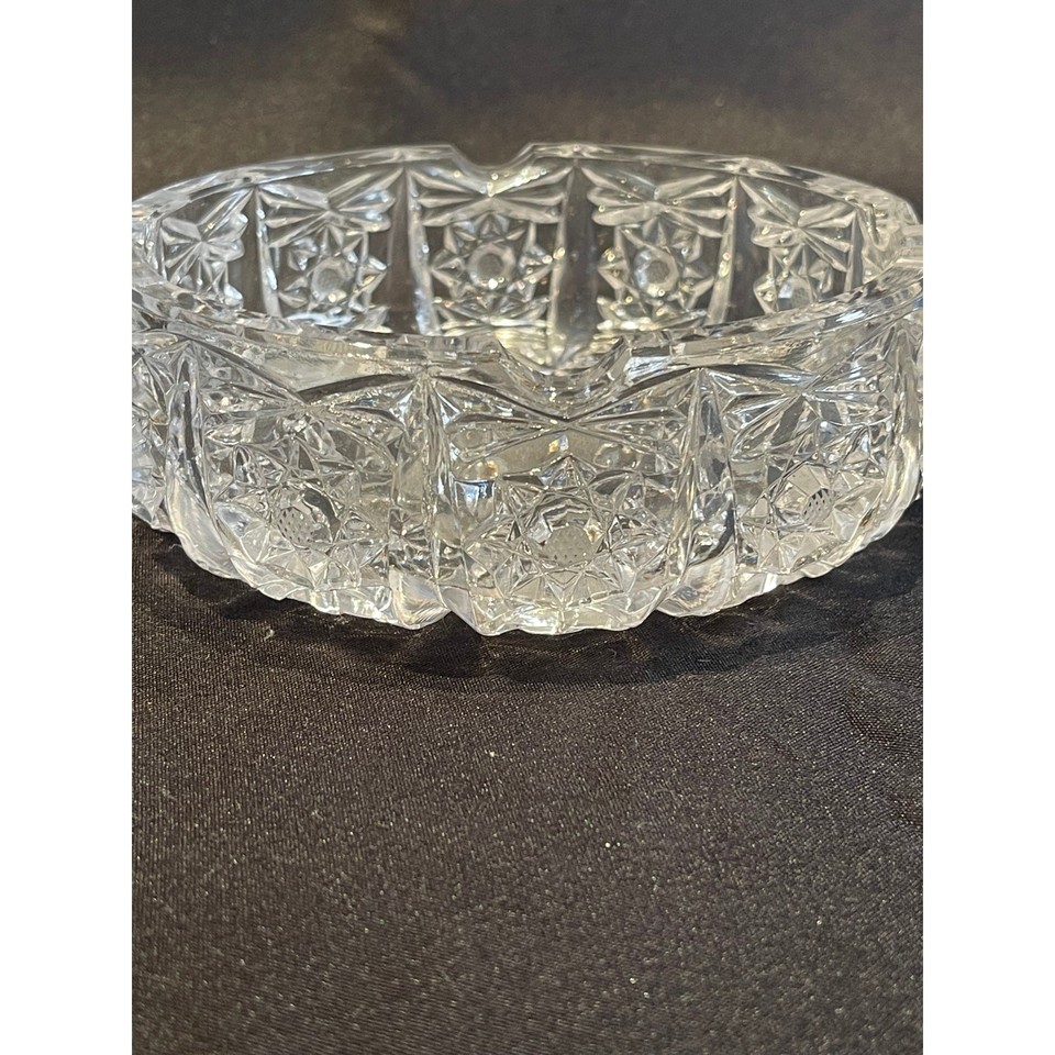 Heavy Vintage Crystal Ash Tray - Patterned - Retro | eBay UK