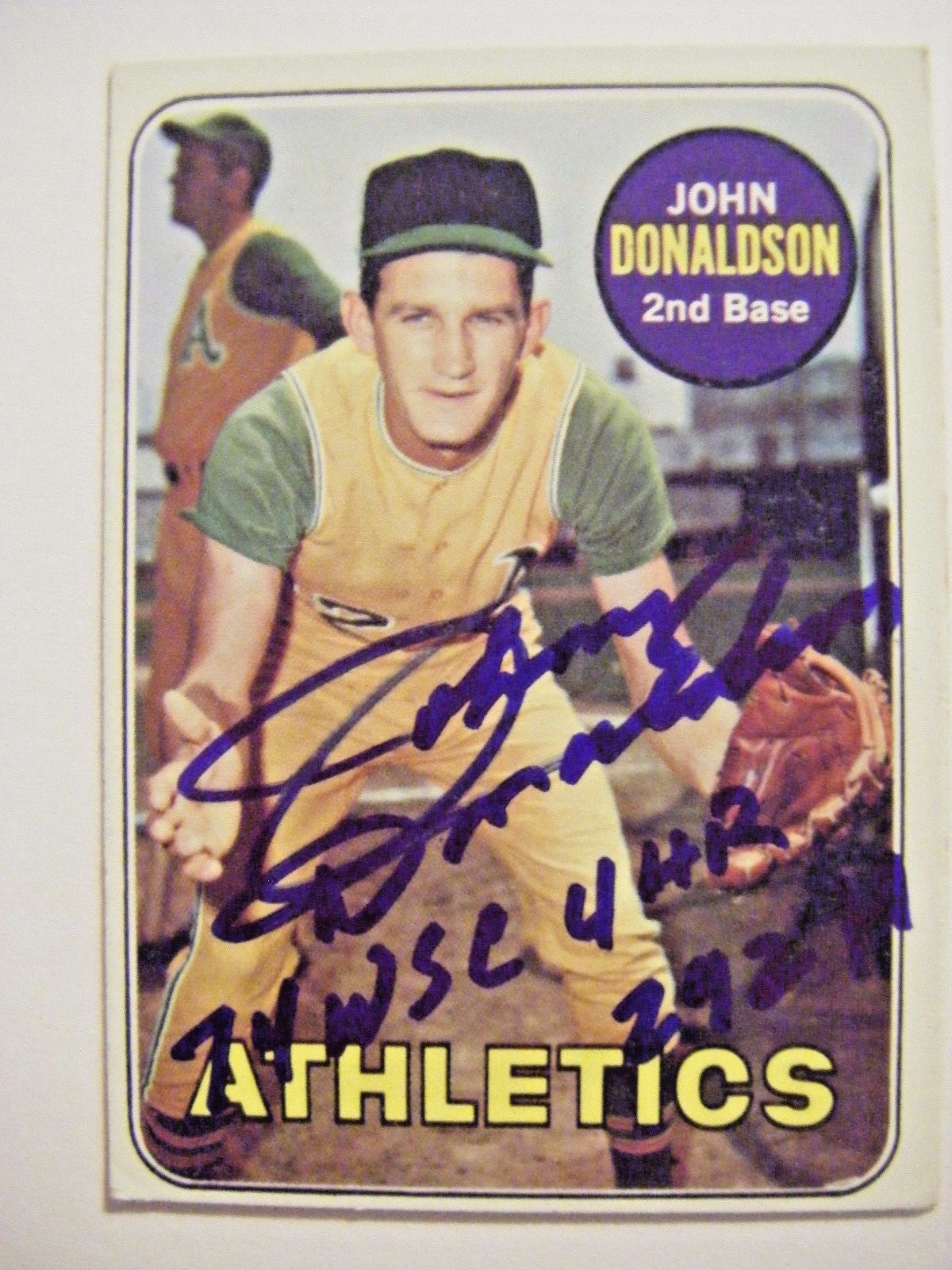 JOHN DONALDSON signed 1974 WSC A's 1969 Topps baseball card AUTO ...