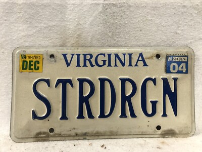 2004 Virginia Vanity License Plate “STRDRGN” | eBay
