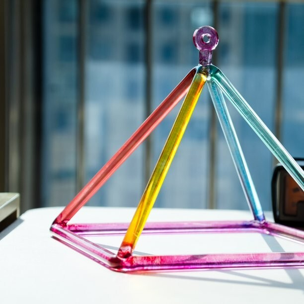 10 inch Rainbow Colored Triangle Crystal Singing Pyramid with Striker ...