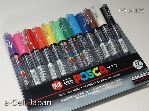 Uni Posca PC-1M12C Paint Marker Pen Extra fine Point Set of 12 ...