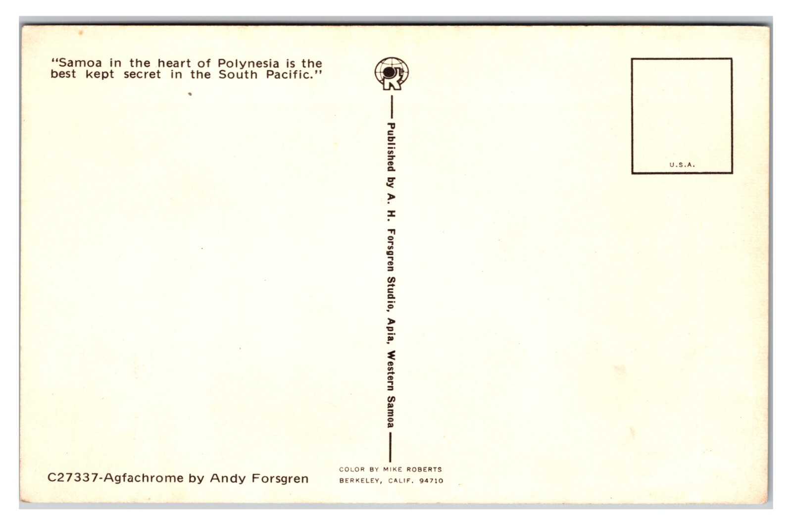 Vintage 1960s - Samoa In The Heart of Polynesia - Samoa Postcard ...