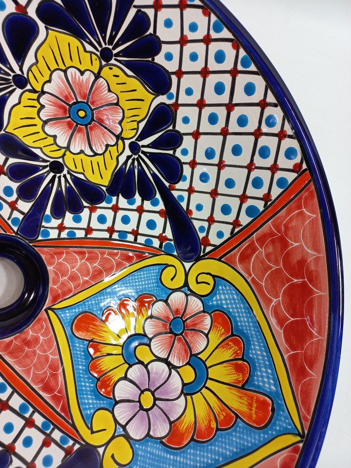 17" round TALAVERA VESSEL SINK Mexican handmade ceramic bathroom basin ...
