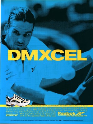 1999 PRINT AD - REEBOK DMX SHOE AD - DMXCEL - PATRICK RAFTER TENNIS ...