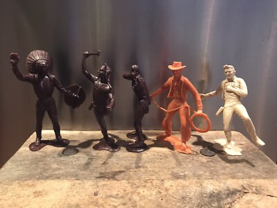 Rare Lot Of 5 Marx Cowboys and Indians 1964 Orange Cowboy Plastimarx ...