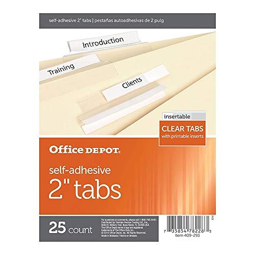 Self-Adhesive Tabs with Printable Inserts 2in. Clear Pack of 25 ...