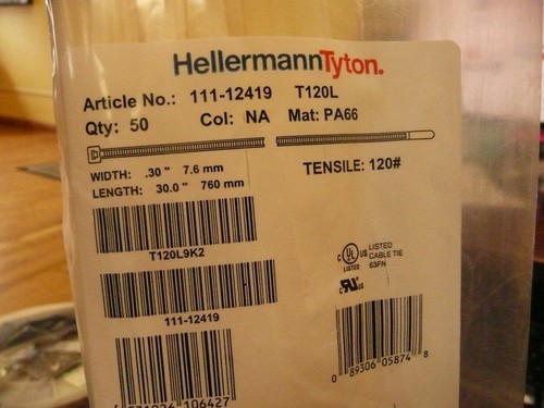 Hellermann Tyton MS3367-6-9 T120L9K2 Cable ties 30 in Natural 50pcs | eBay