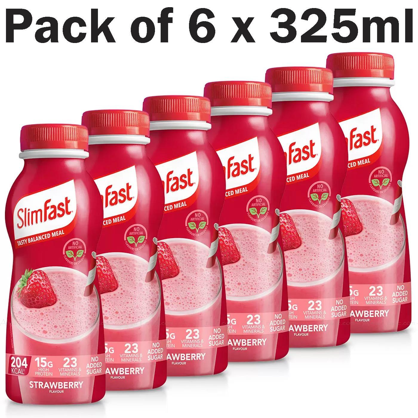 SlimFast Summer Strawberry 325ml Meal Replacement Shake - 6 Pack for ...