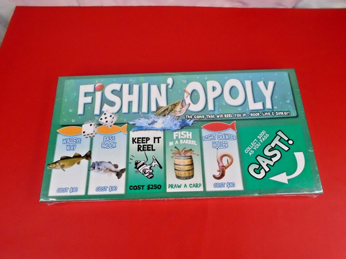 Fishin-Opoly Fishing Monopoly Board Game Late for the Sky New Damaged ...