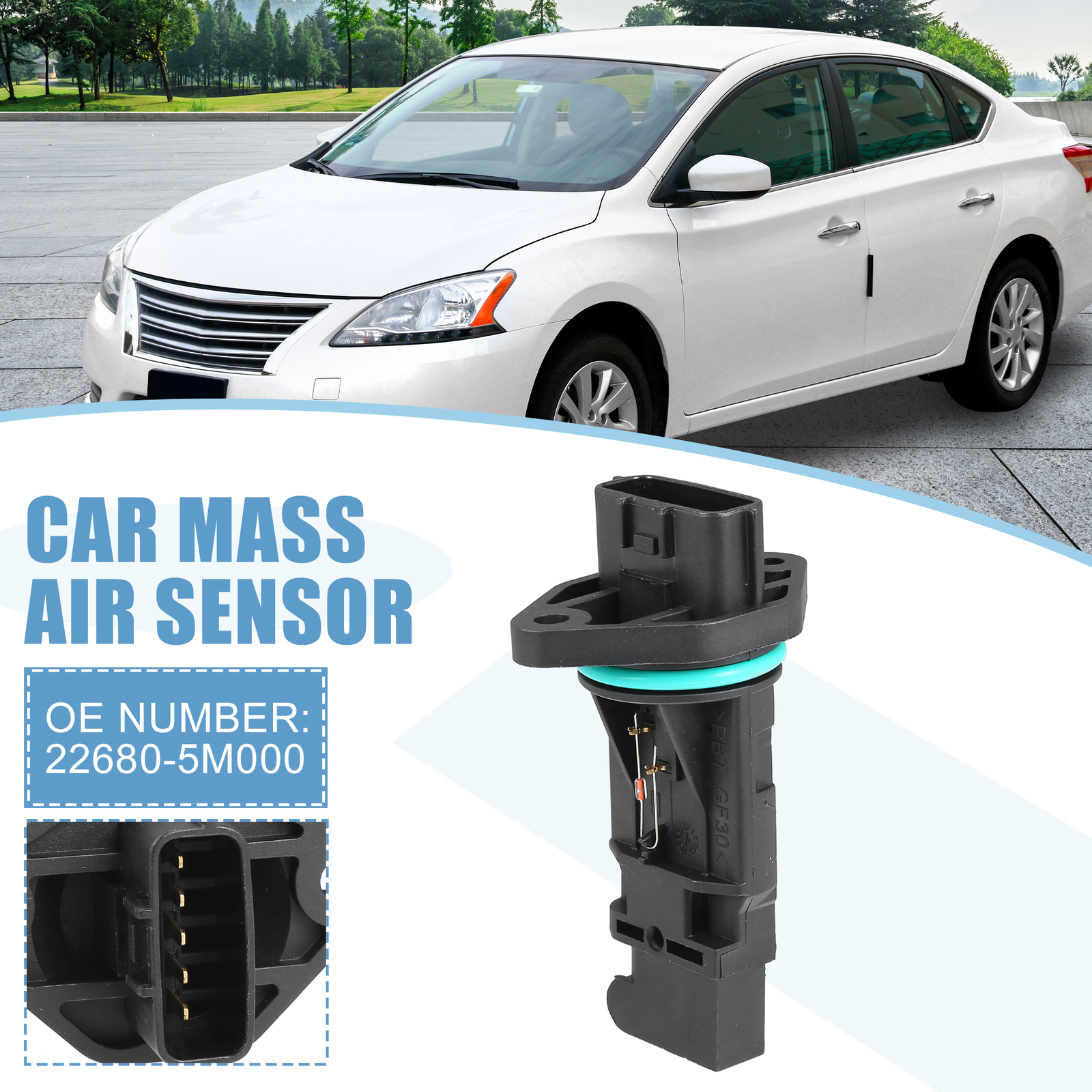 Car Mass Air Flow Sensor Meter Replacement No.22680-5M000 for Nissan ...