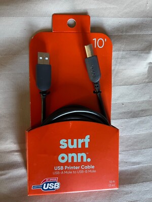 Surf Onn USB-B Printer 10ft Cable USB-A Male to USB-B Male New | eBay