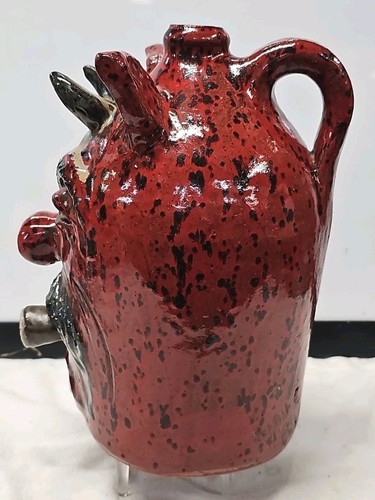 Lynn & Albert Walton Prim. Folk Art Pottery Cigar Smoking Red Devil Pig ...