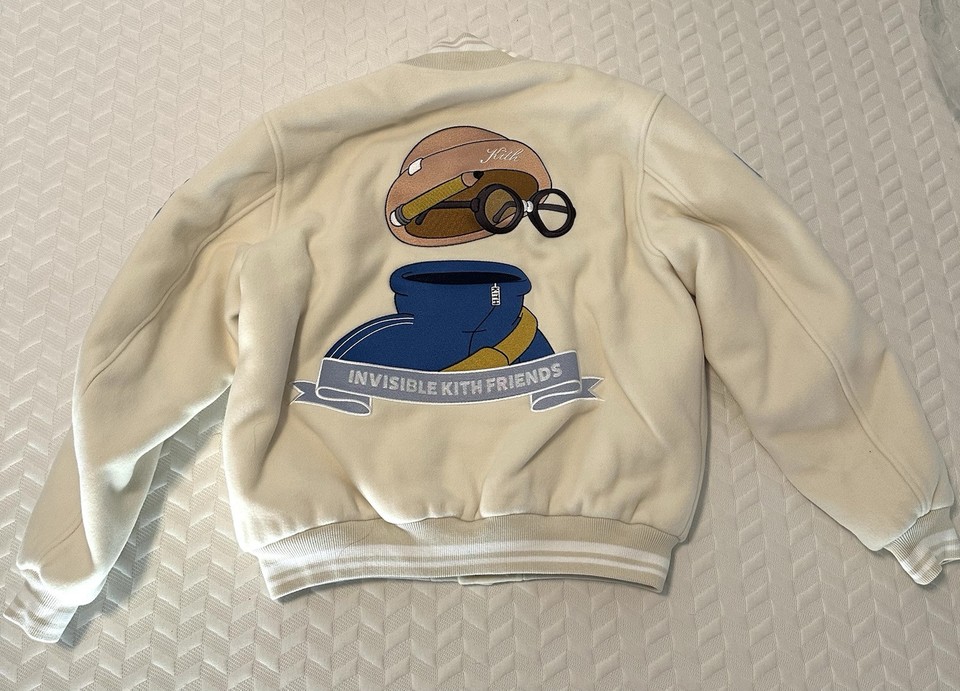 Kith x Invisible Friends Varsity Jacket Cream | Size Large | Authentic ...