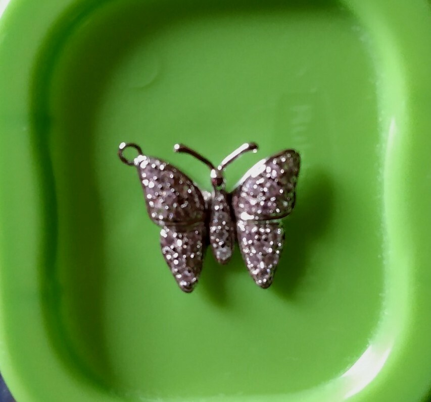 NEW 🦋 Sterling Silver Light Pink Butterfly Pendant CZ Tarnish Free Well ...