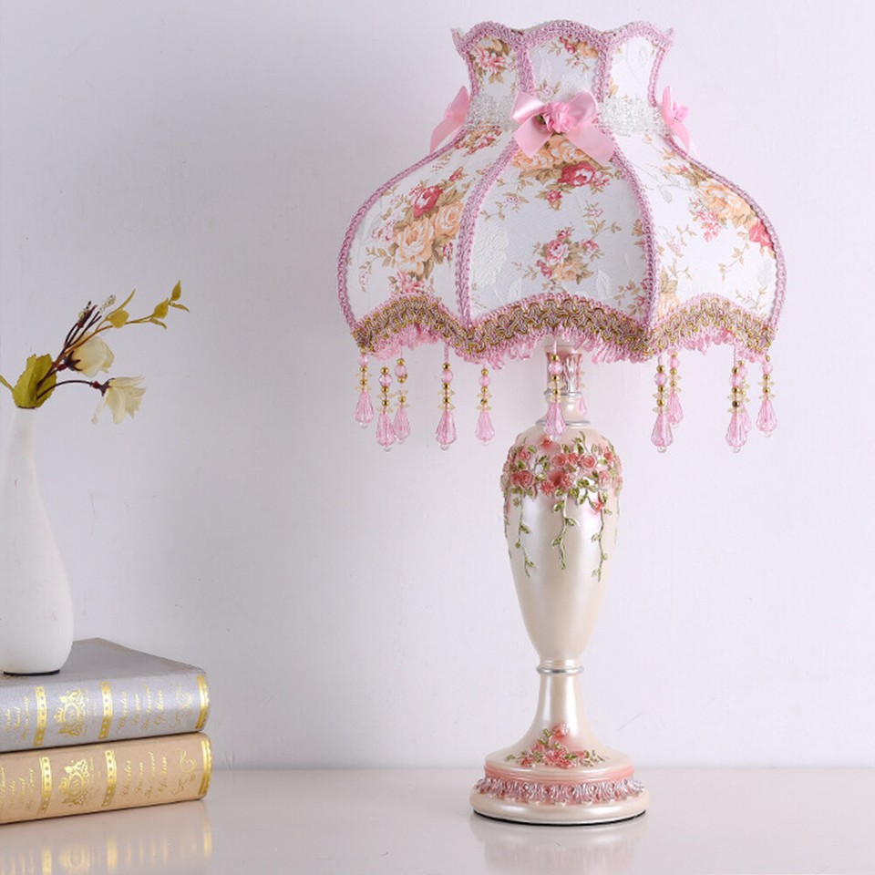 Sweet European Princess Flower Lace Bedside Desk Lamp Table Lamp for ...