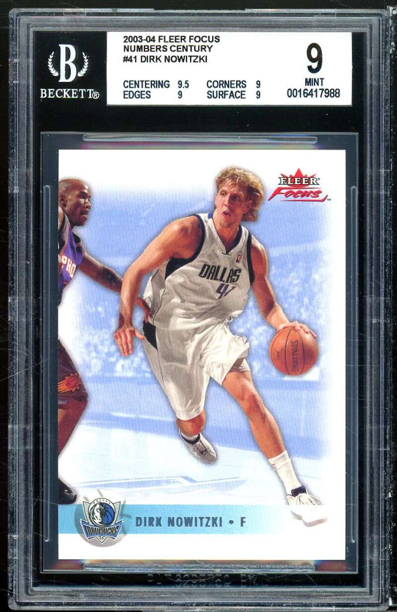 Dirk Nowitzki Card 2003-04 Fleer Focus Numbers Century (pop 1) #41 BGS ...