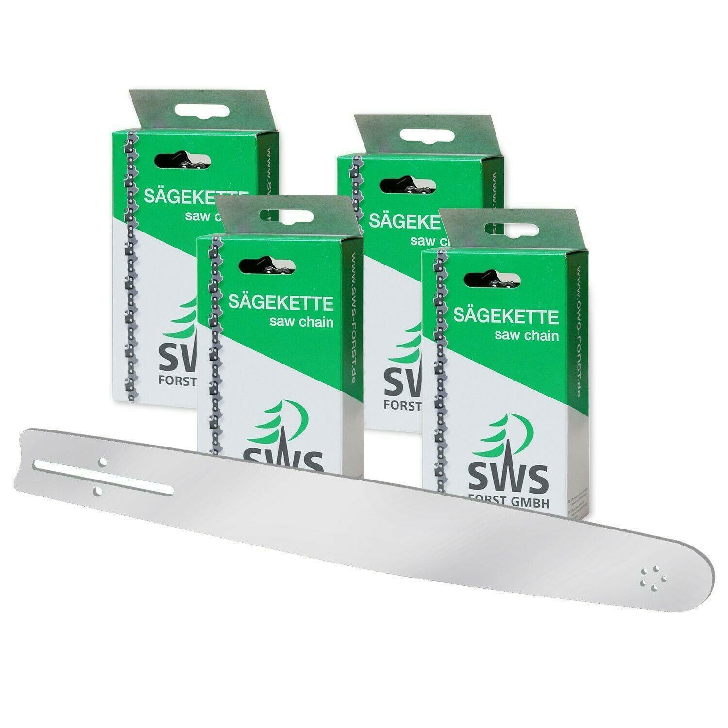 40cm SWS Forst Schwert Set mit 4 Sägeketten 3/8 56TG 1,3mm p.f ...