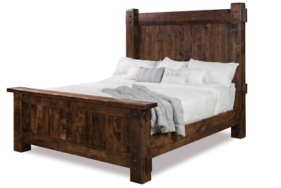 Amish Rustic Rough Sawn Solid Wood Bed Exposed Tenons King Queen Full | eBay