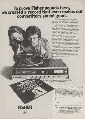 1972 Fisher Home Stereos - Couple Listen To Turntable, LP Album - Print ...