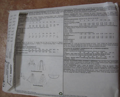 McCalls Sewing Pattern M6097 Sizes 14-20 Misses Victorian Costume Uncut ...