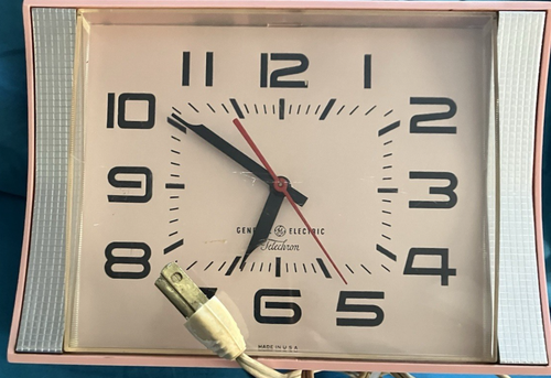 Vintage Made In USA GE Telechron Pink Retro Wall Clock Model 2H106-S ...