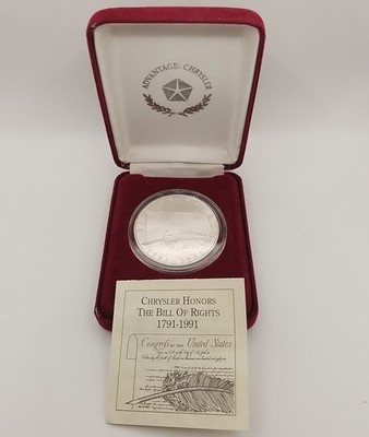 Chrysler Honors Bill of Rights 1791-1991 Fine .999 Silver 1 oz ...