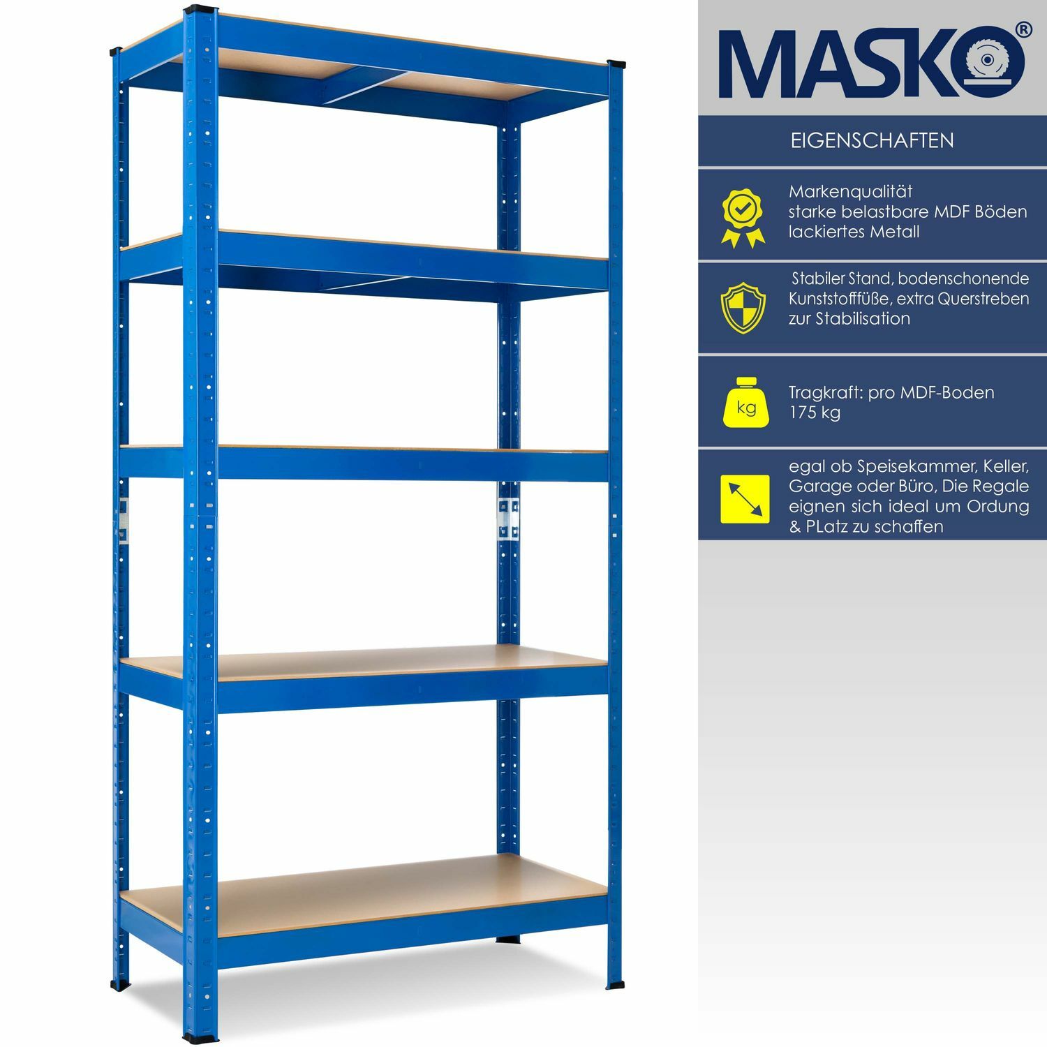 MASKO® 2x Lagerregal Metall Schwerlastregal Set Kellerregal ...