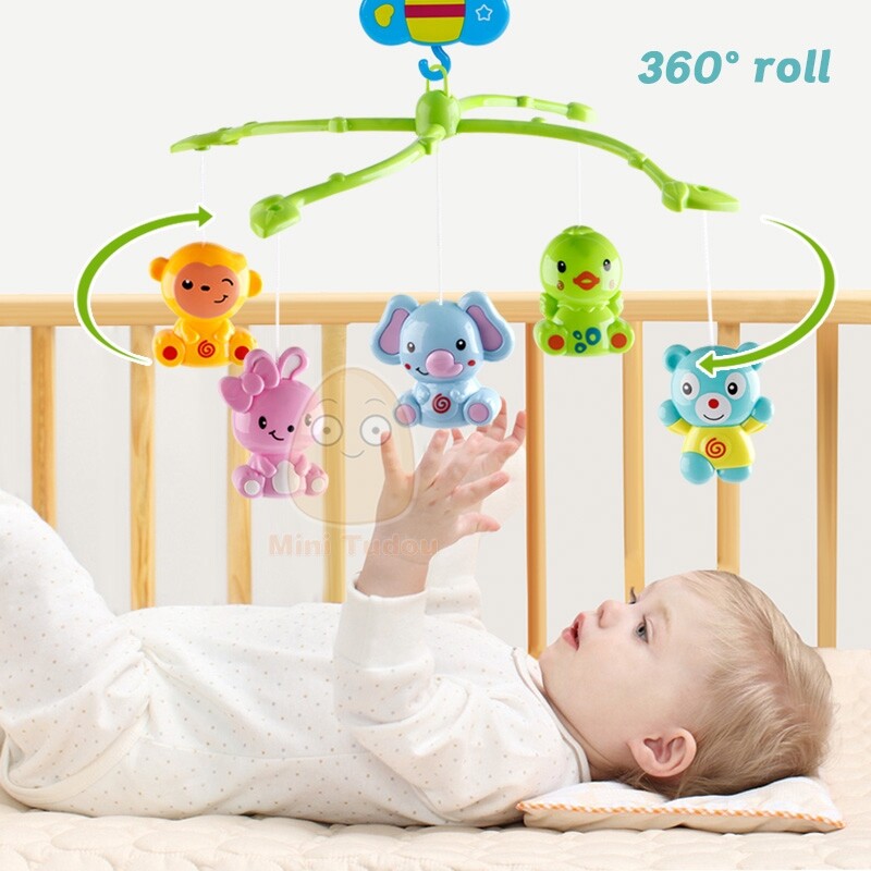 4 in 1 Musical Crib Mobile Bed Bell Animal Baby Rattle Rotating Bracket ...