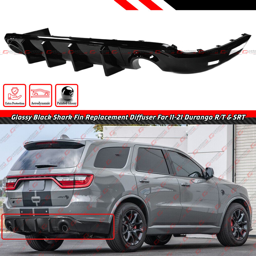 FOR 2011-2025 DODGE DURANGO R/T SRT GLOSS BLACK SHARK FIN REAR BUMPER ...