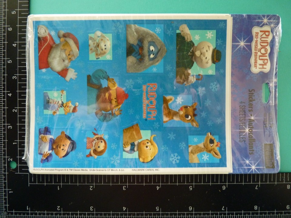 Vtg Hallmark Stickers RUDOLPH THE RED-NOSED REINDEER Sealed Pack (4 ...