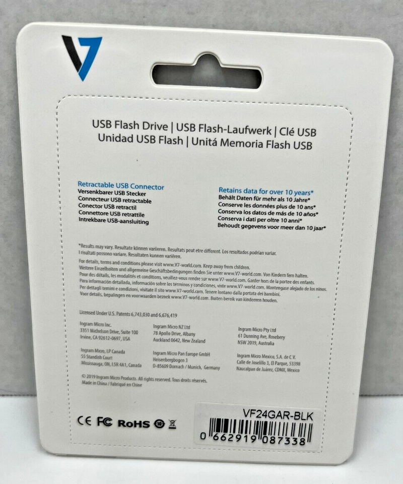 V7 ~ 4GB ~ USB ~ 2.0 Flash Drive ~ Retractable USB Connector ~ FREE ...