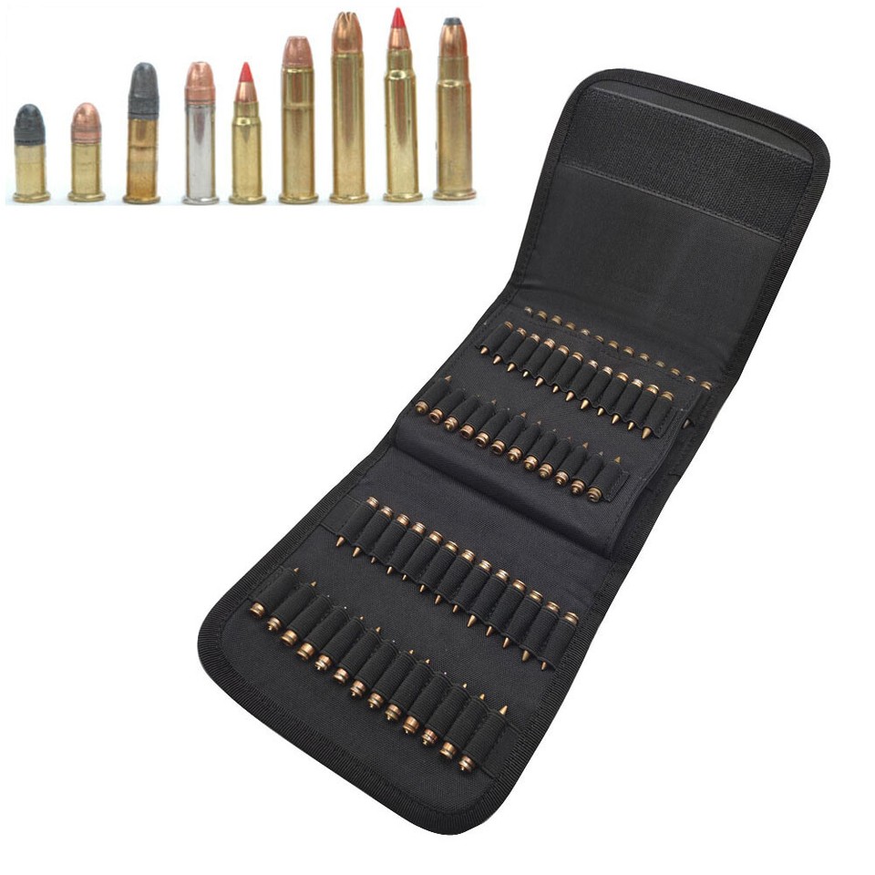 100 Rounds Pistol Rifle Ammo Pouch Bullet Carrier Waist Wallet Holder ...