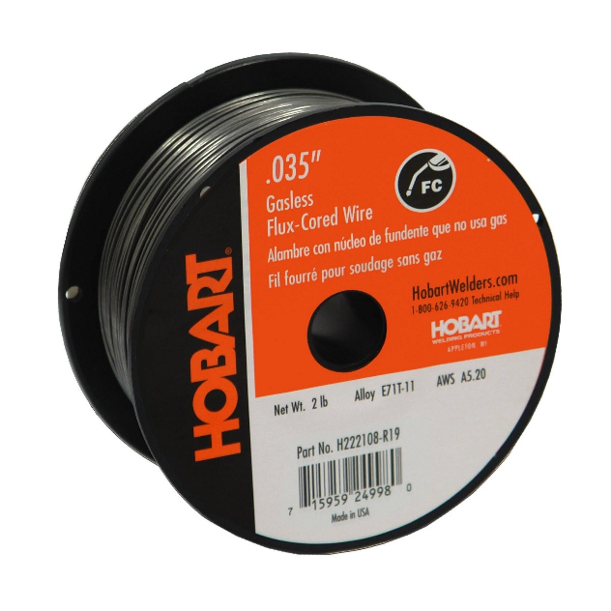 Hobart Fabshield 21B .035 x 2lb Flux Cored Wire (E71TGS035X2) | eBay