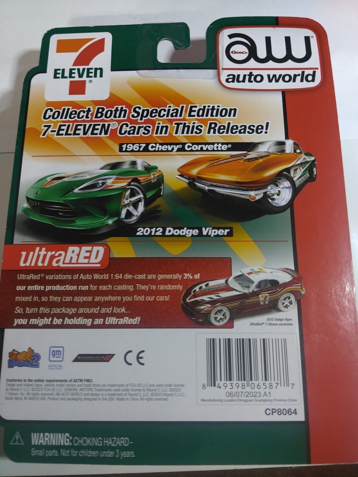 2023 Auto World Ultra Red Chase 2012 Dodge Viper 7 Eleven Exclusive | eBay