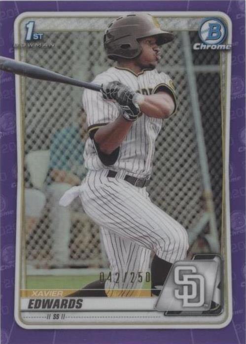 2020 Bowman - Chrome Prospects Xavier Edwards #BCP-10 Purple Mojo ...
