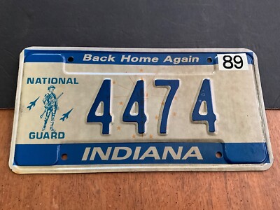 1989 Indiana National Guard License Plate Tag 4474 | eBay