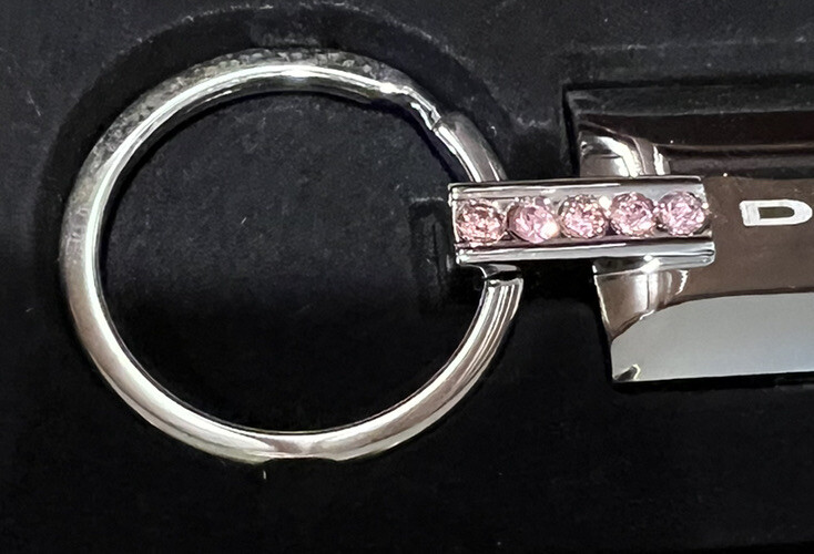 DODGE Jeweled Rectangular Silver Key Ring Pink Jewels NEW IN BOX | eBay