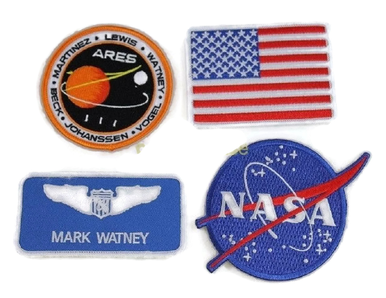 THE MARTIAN PATCH x 4 watney mark nasa Melissa Lewis ARES Mission flag ...