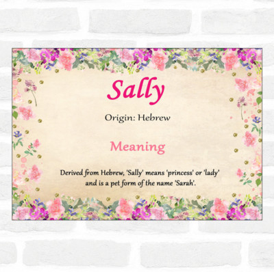 Sally Name Meaning Floral Certificate | eBay
