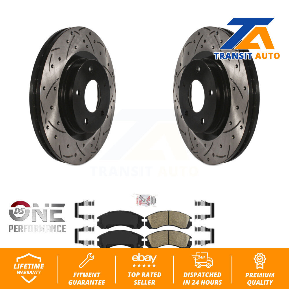 Front Coated Drilled Slot Disc Brake Rotor Ceramic Pad Kit For ...