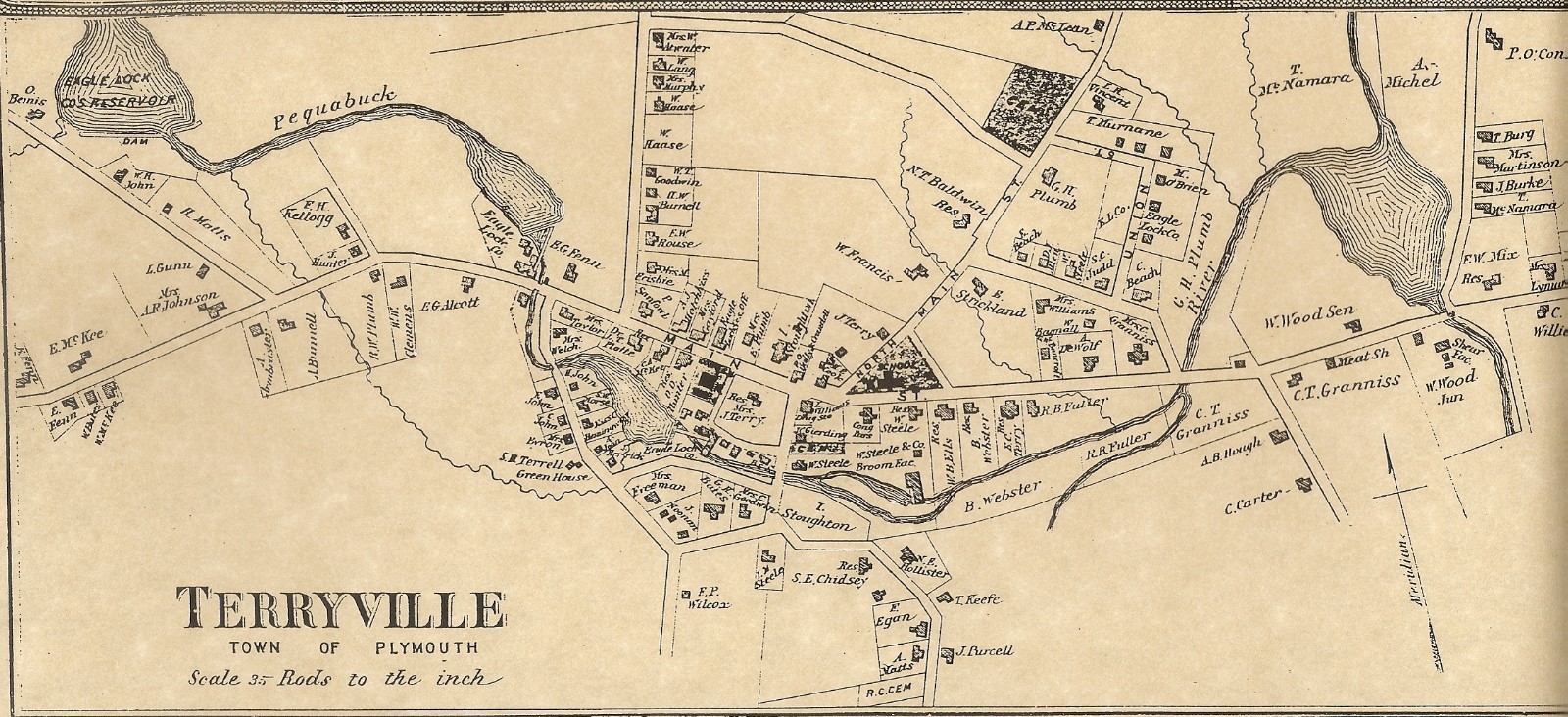 Plymouth Oakville Terryville Pequabuck CT 1874 Maps with Homeowners ...