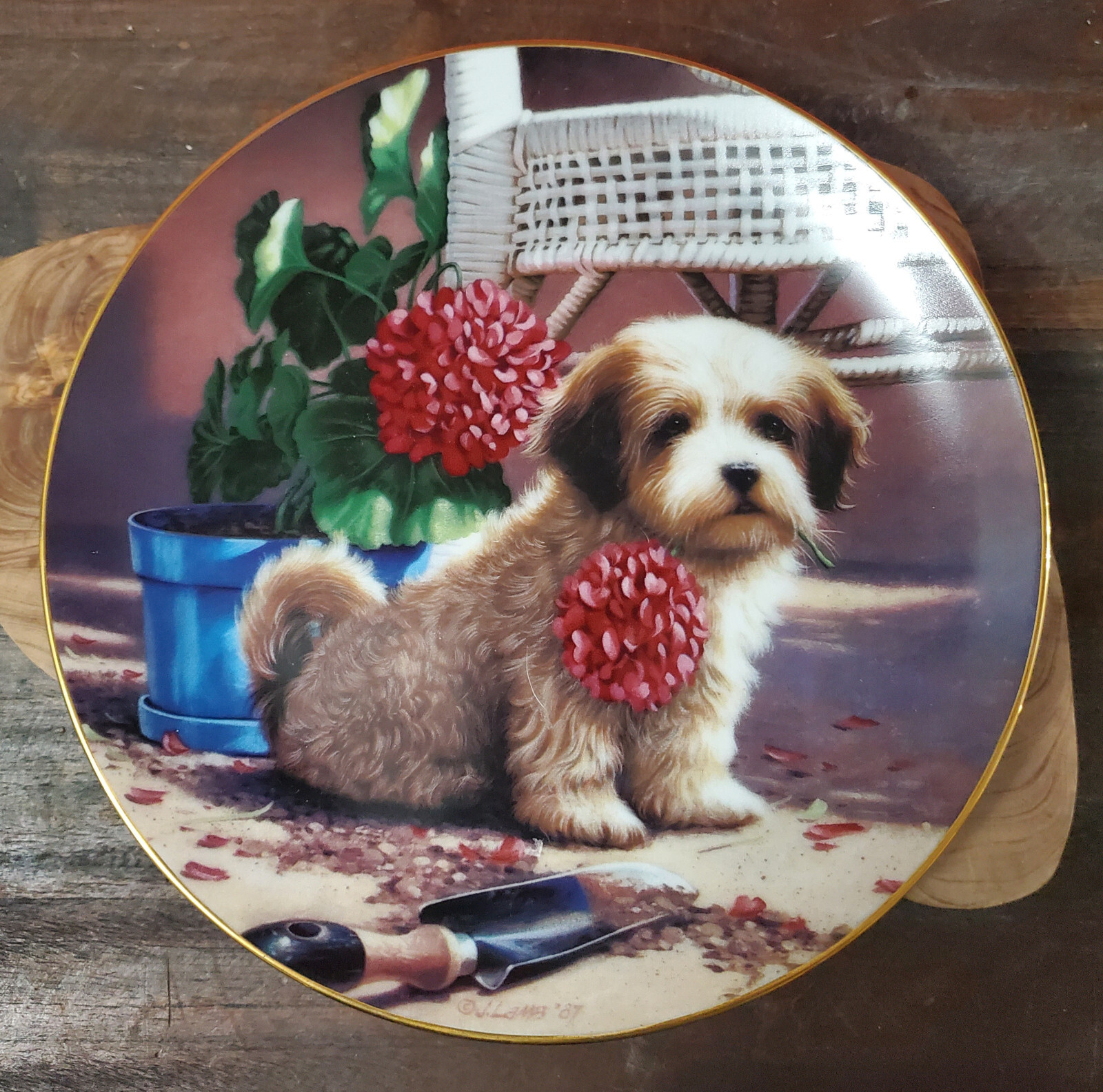 Vintage 80s Set of 4 Jim Lamb Porcelain Collectors Plate Puppy Time ...