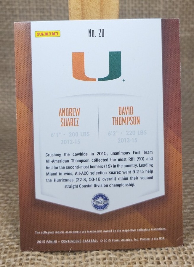 2015 Contenders Andrew Suarez David Thompson Collegiate Connections #20 ...