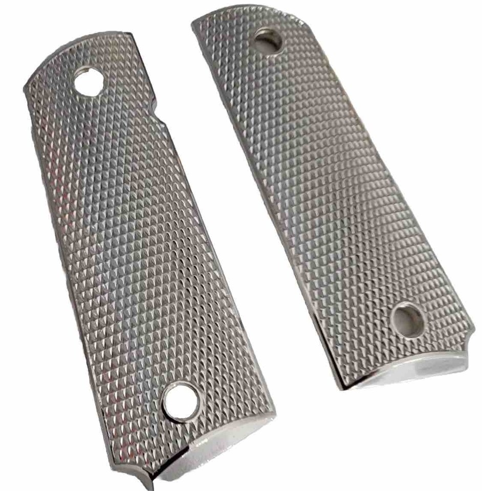 New Metal 1911 Grips PISTOL GRIPS Full Size 45 Commander Checkered ...